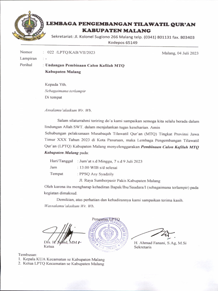 Undangan LPTQ 0723 | PDF | Agama & Spiritualitas