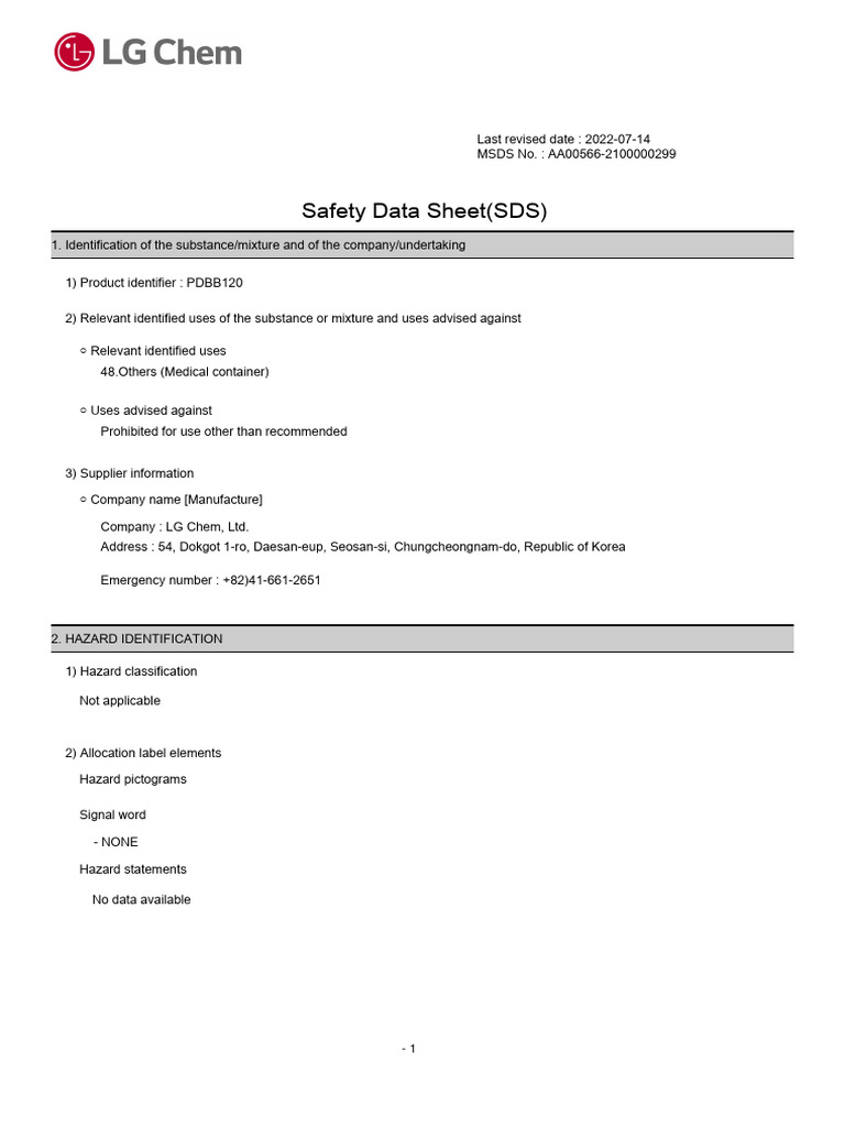 MSDS Ldpe BB120 Eng | PDF | Toxicity | Waste