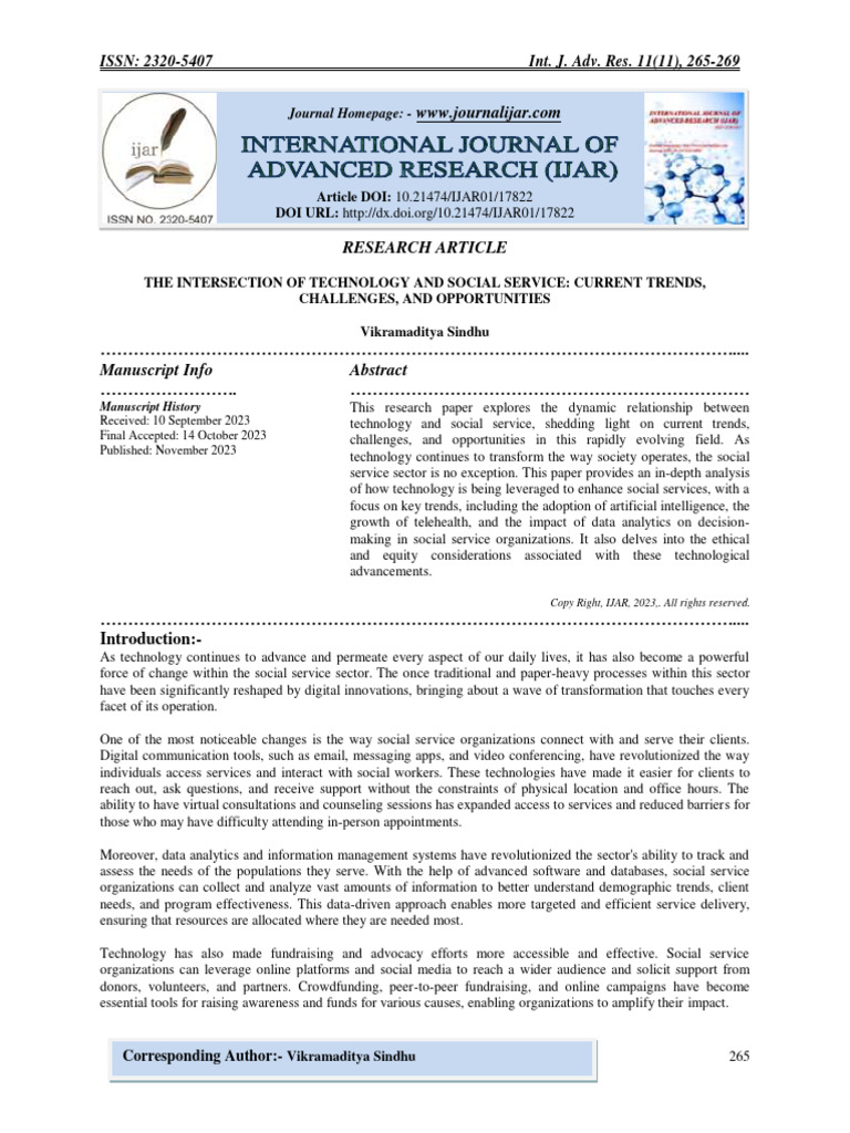 The Intersection Of Technology And Social Service Current Trends Challenges And Opportunities