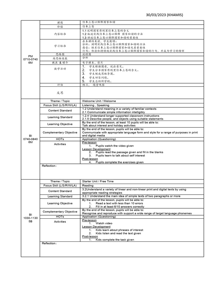 30/03/2023 (Khamis) | PDF | Cognitive Science | Behavior Modification