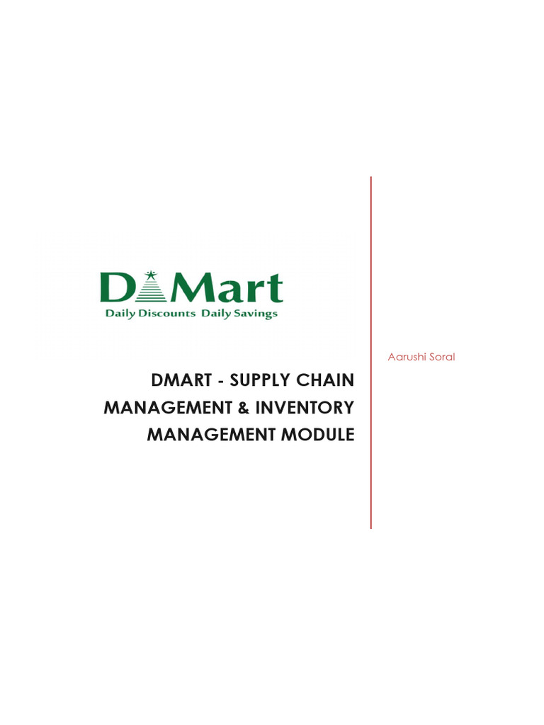 DMart Supply Chain & Inventory Overview | PDF | Inventory | Lean ...