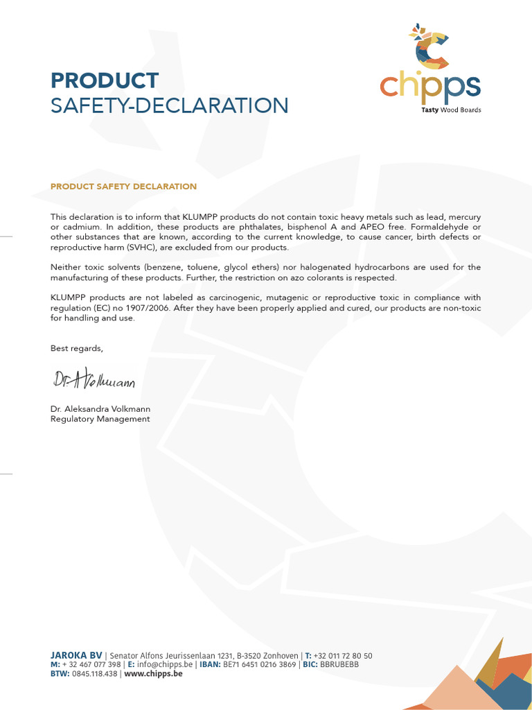 Chipps Docs Product Safety Declaration | PDF
