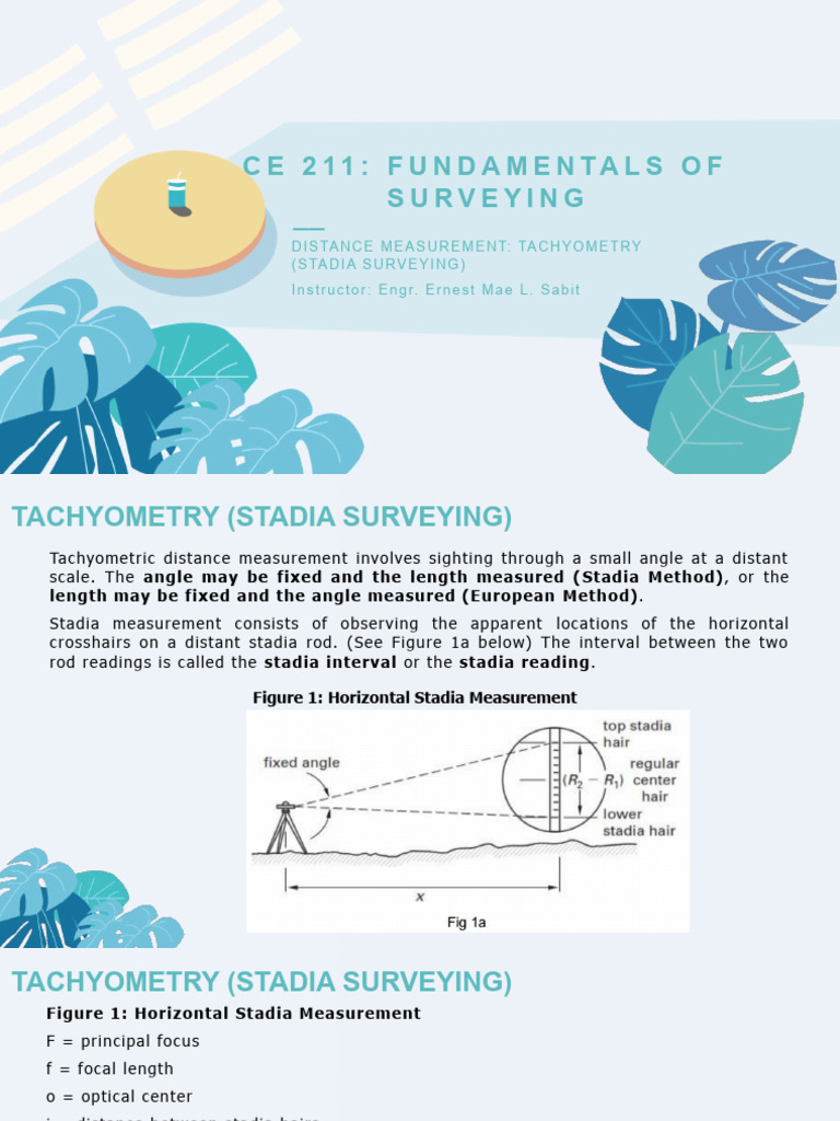 Week 8 - Stadia Surveying | PDF | Surveying | Metrology