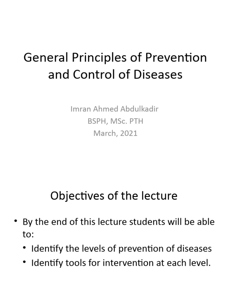 General Principles of Prevention and Control of Diseases | PDF