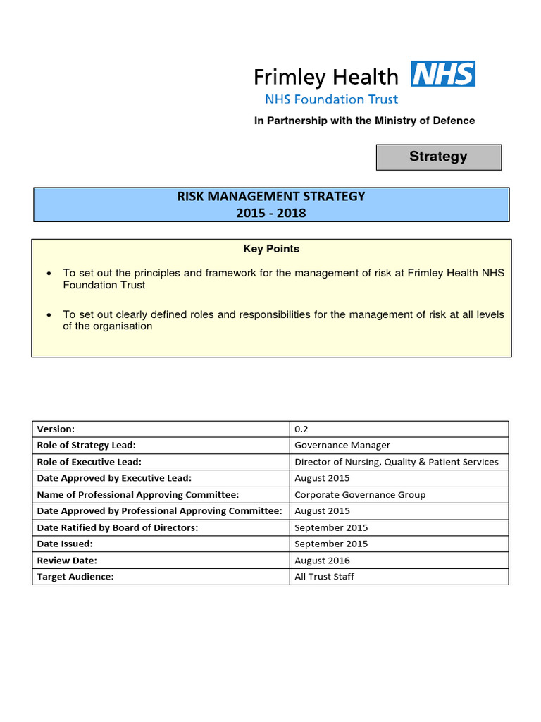 risk-management-strategy (1) | PDF | Patient Safety | Risk