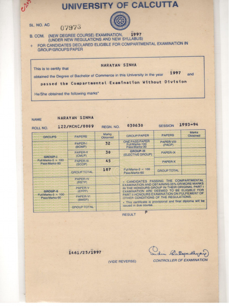 Cu Marksheet 2 | PDF
