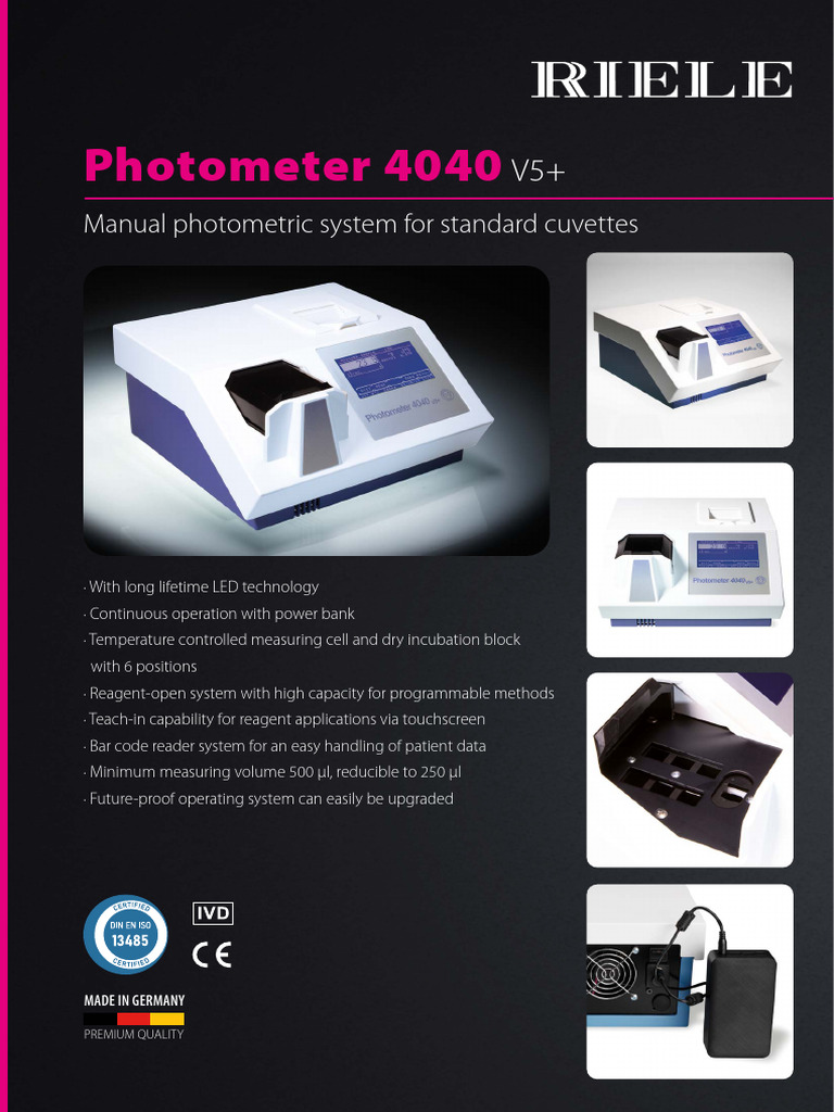 Photometer 4040: Manual Photometric System For Standard Cuvettes | PDF ...