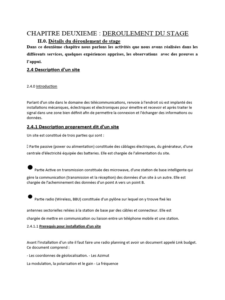 Chapitre Deuxieme: Deroulement Du Stage: II.0. Détails Du Déroulement de Stage | PDF