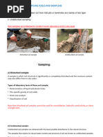 Differentiate Between Disturbed and Undisturbed Sample and Give 3 Type ...