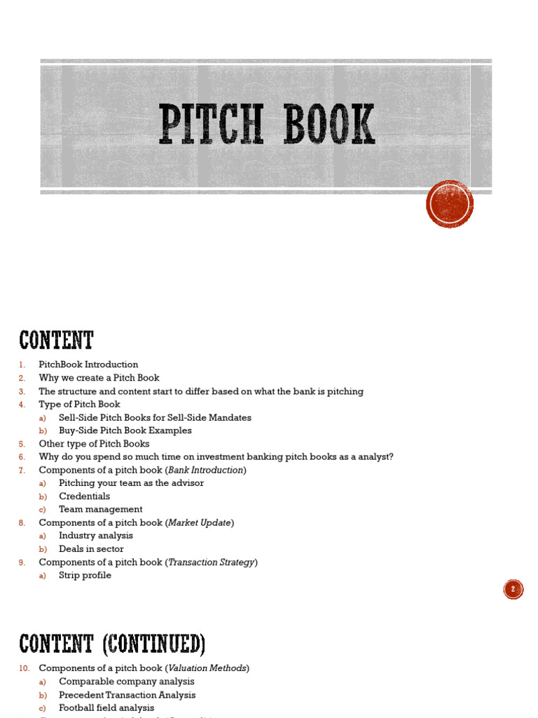 Pitchbook Class Versionv1 | PDF | Mergers And Acquisitions | Valuation ...