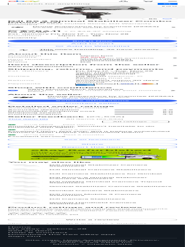 DJI RS 3 Gimbal Combo Open Box Sale | PDF | E Bay | Service Industries