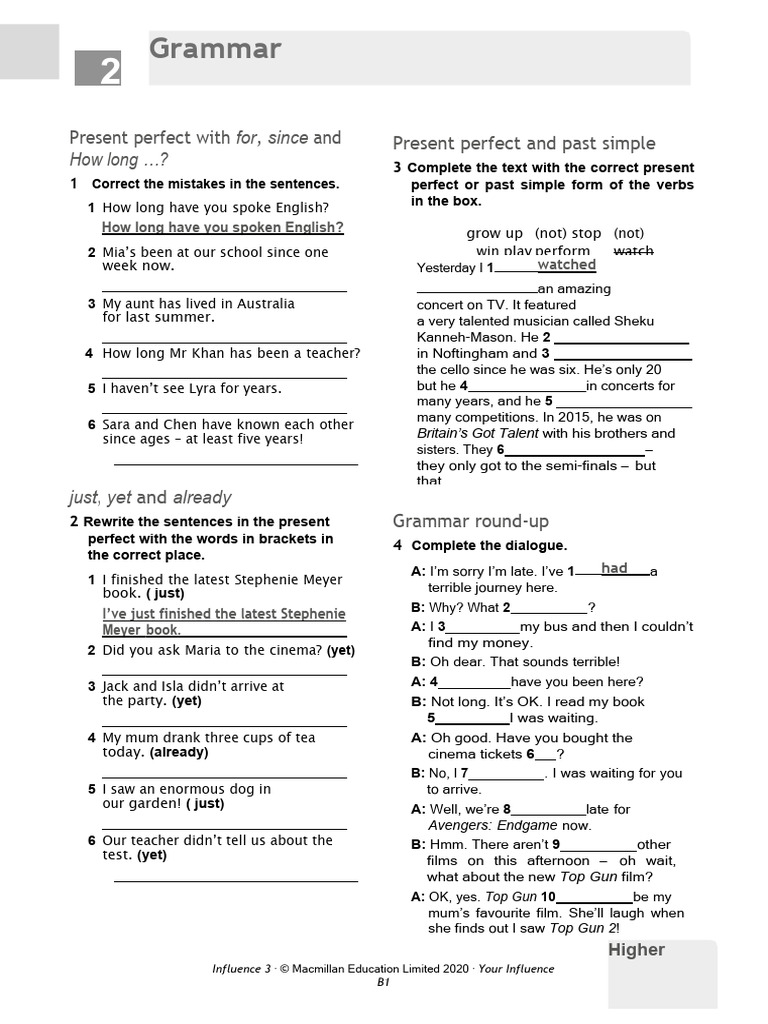 L3 B1 U2 Grammar Higher | Download Free PDF | Languages | Foreign Language Studies