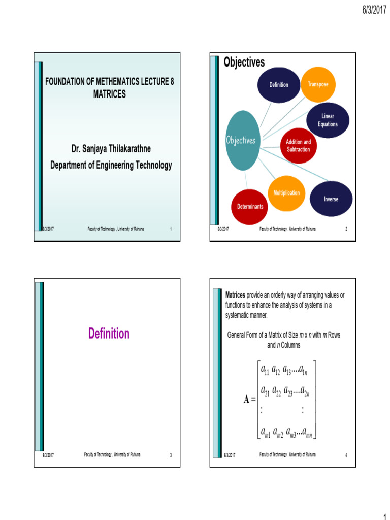 Lecture 8-Matrices | PDF