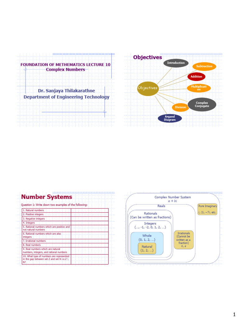 Lecture 10 - Complex Numbers | PDF | Numbers | Complex Number