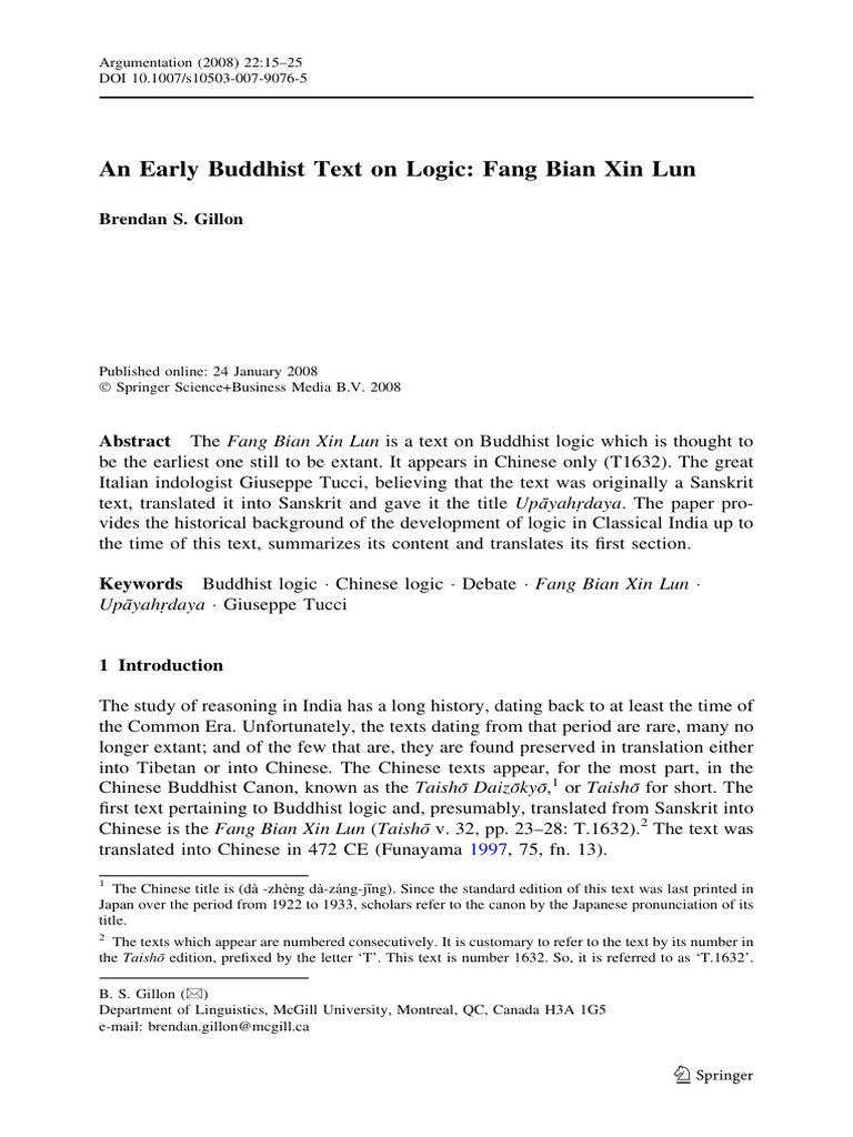 Early Buddhist Logic: Fang Bian Xin Lun | PDF | Social Science ...