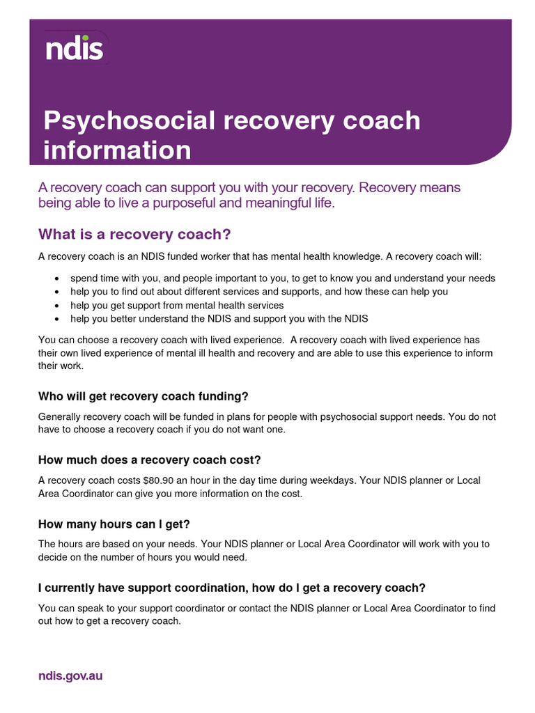 NDIS Psychosocial Recovery Coaching Guide | PDF | Health Care