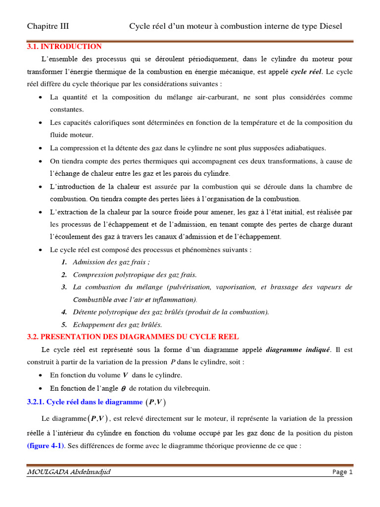 Cycle réel d'un moteur Diesel | PDF | Moteur diesel | Puissance (physique)