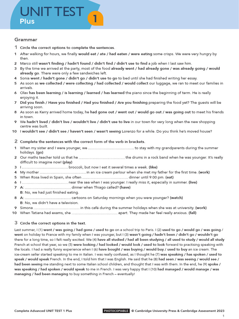 Unit Test 1 Plus | PDF