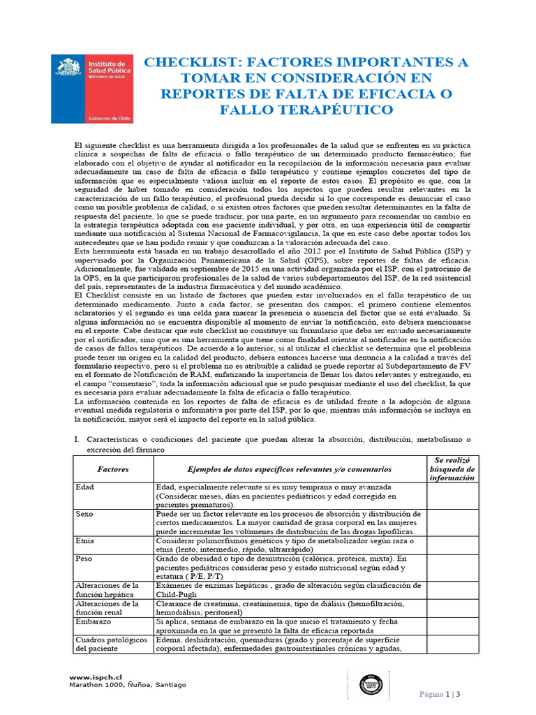 Checklist Practico para Casos de Falta de Eficacia y Fallo Terapeutico | PDF | Medicamentos con ...