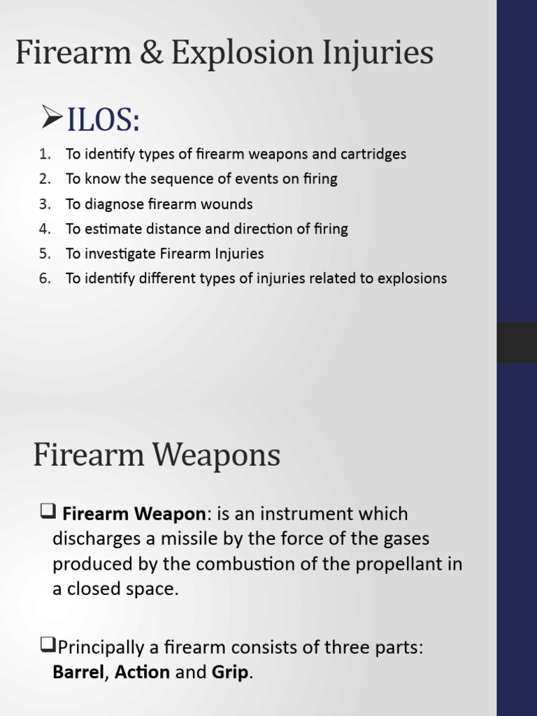 Forensic Med Lecture 7 (Chapter 7 Firearm & Explosion) | PDF | Firearms ...