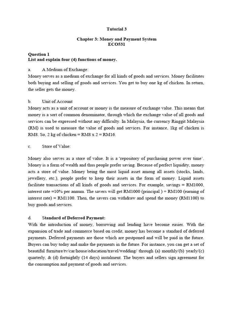 Tutorial 3 ECO531 | PDF | Money | Cheque