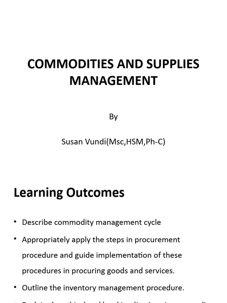 Comodities and Supplies Management For Elearning | PDF | Procurement ...
