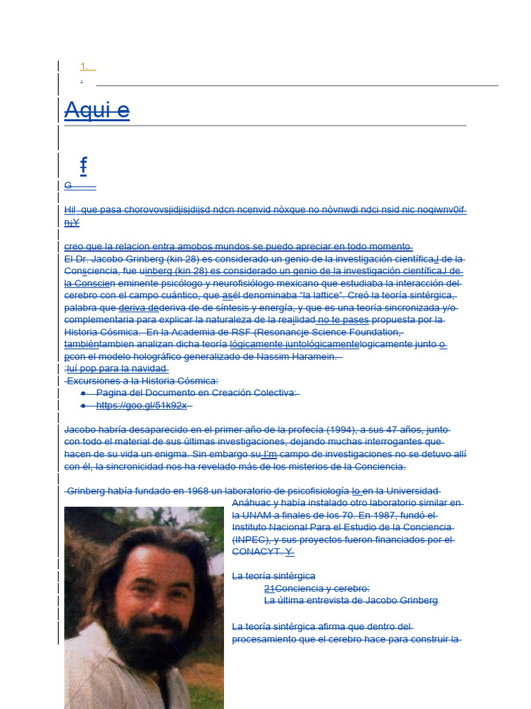 "La Teoría Sintérgica" y El Doble de Jacobo Grinberg - Zylberbaum | PDF ...