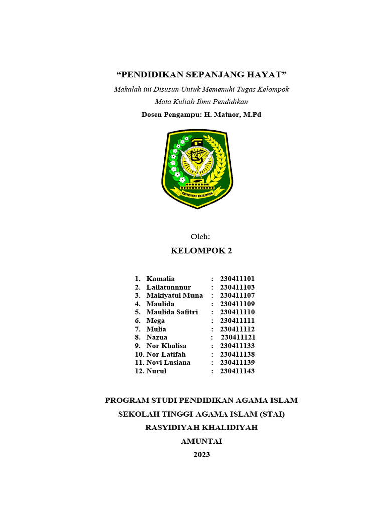 Kel2 Pendidikan Sepanjang Hayat 123 | PDF