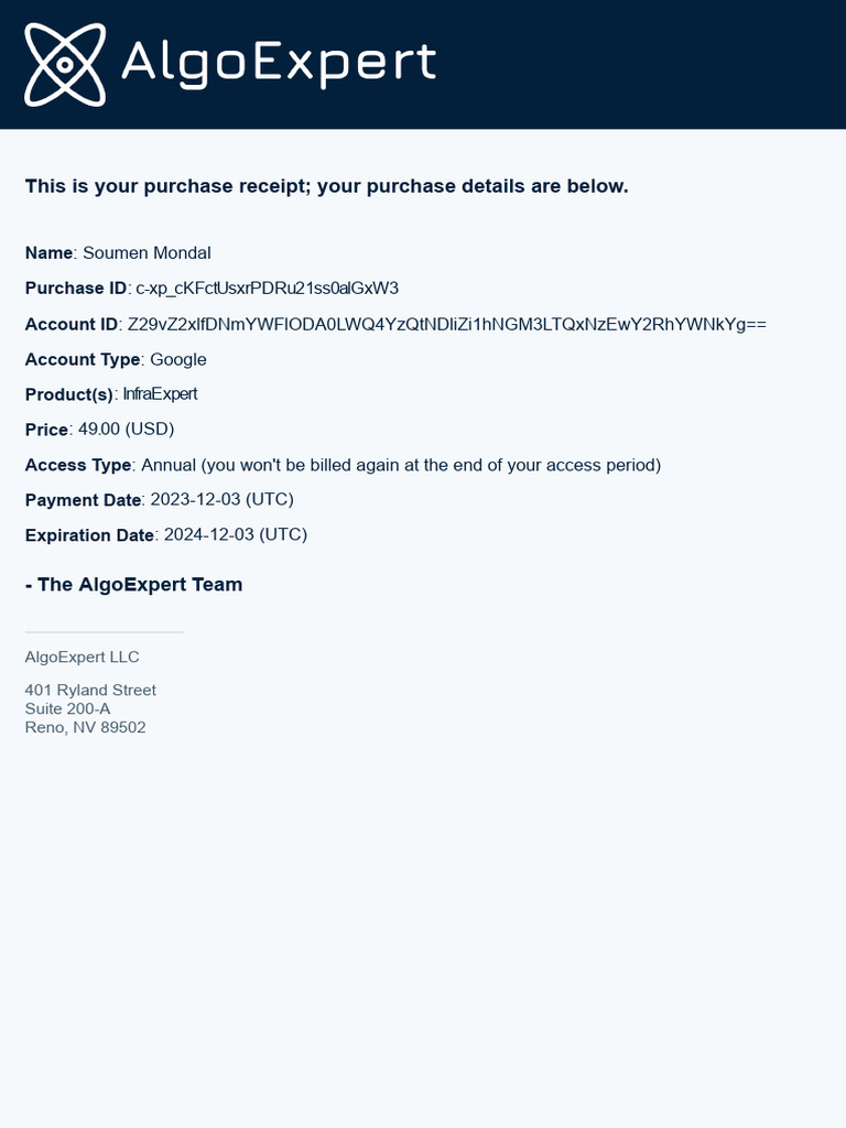 AlgoExpert Receipt-2 | PDF AlgoExpert Receipt-2 | PDF
