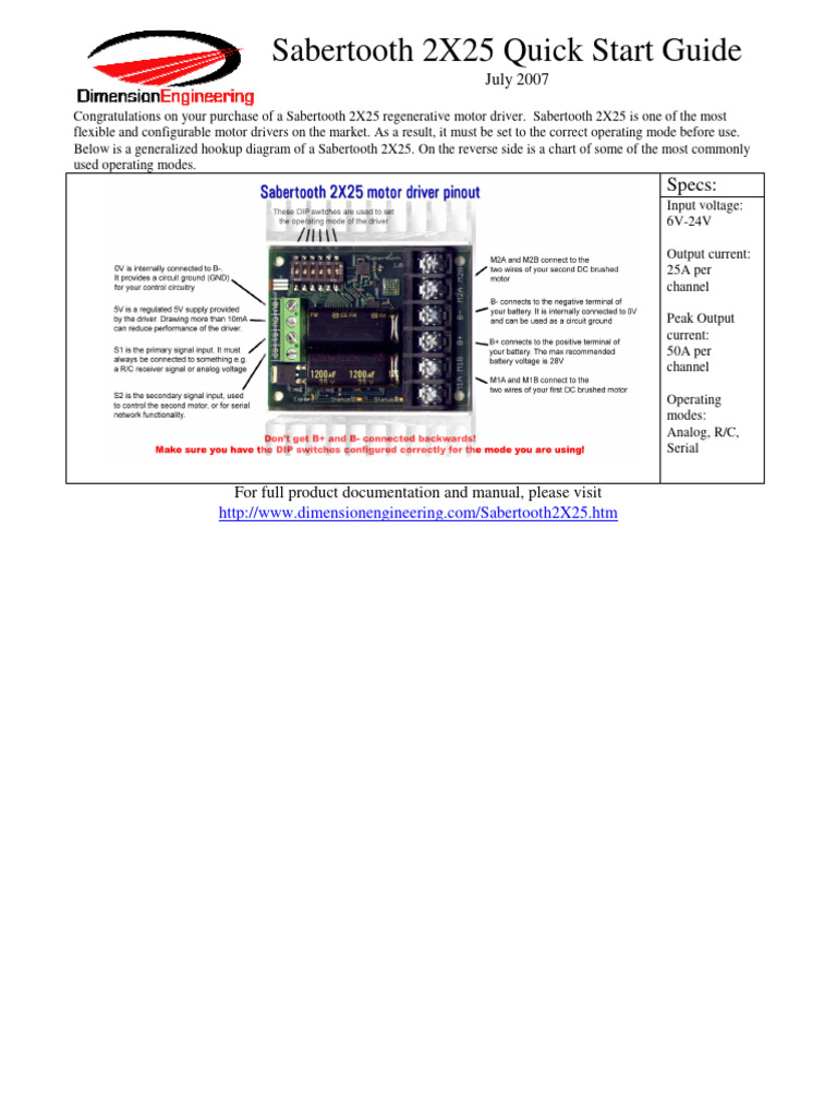 Sabertooth 2 X25 Quick Start | PDF | Computer Science | Computer Engineering