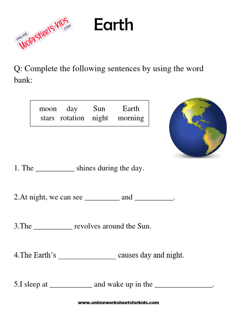 Earth Worksheets For Grade 1-3 | PDF