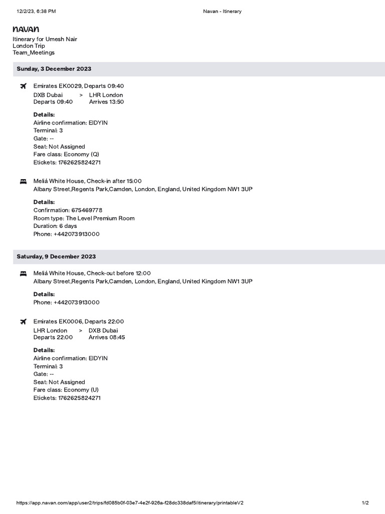 Navan - Itinerary | PDF