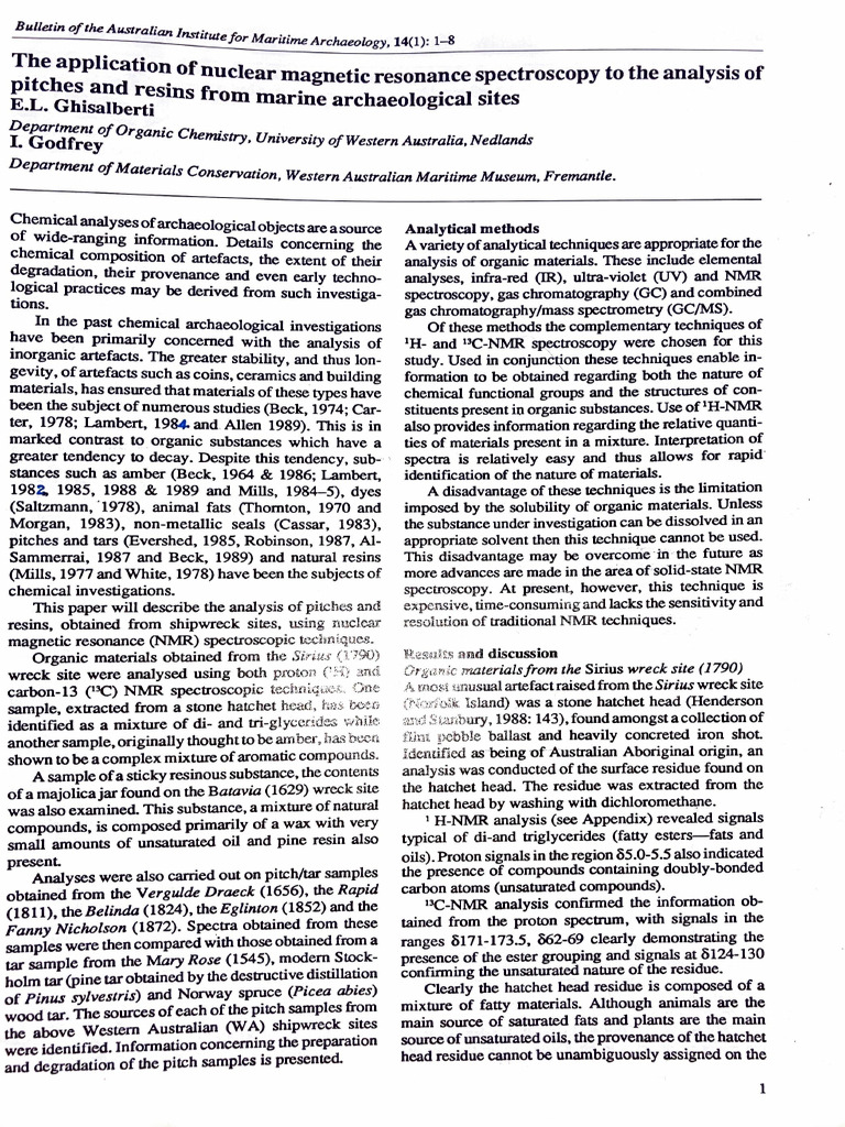 Application Of Nuclear Magnetic Resonance Spectroscopy To The Analysis Of Pitches And Resins