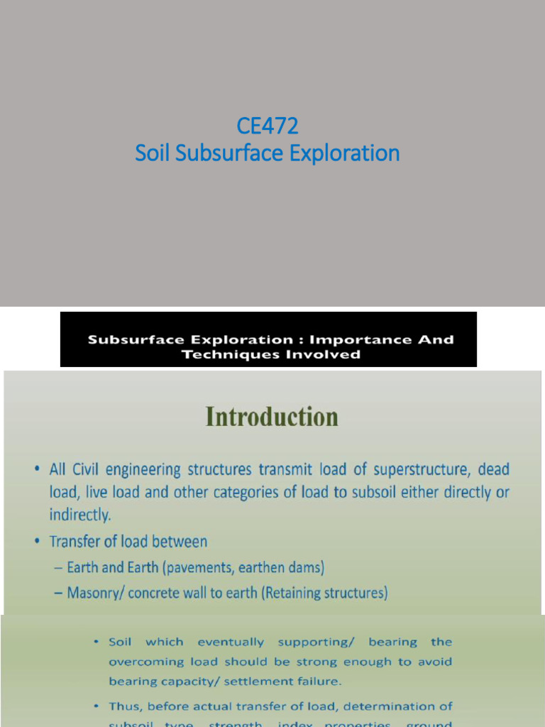 Soil Subsurface Exploration | PDF