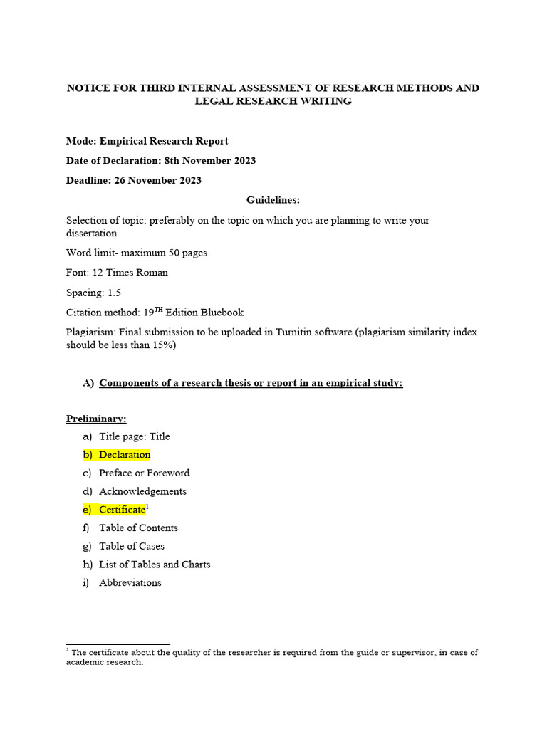 Third Internal Notice LL.M. - Research Methods and Legal Writing | PDF ...