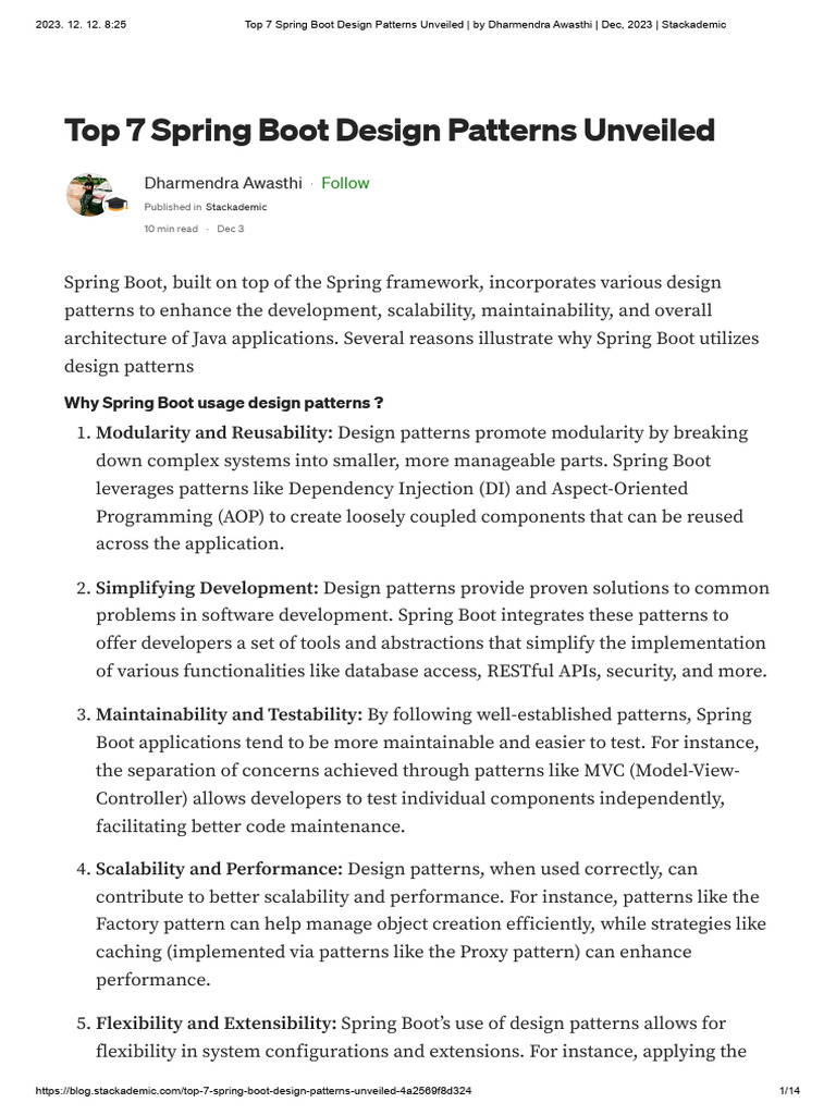 Top 7 Spring Boot Design Patterns Unveiled - by Dharmendra Awasthi - Dec, 2023 - Stackademic ...