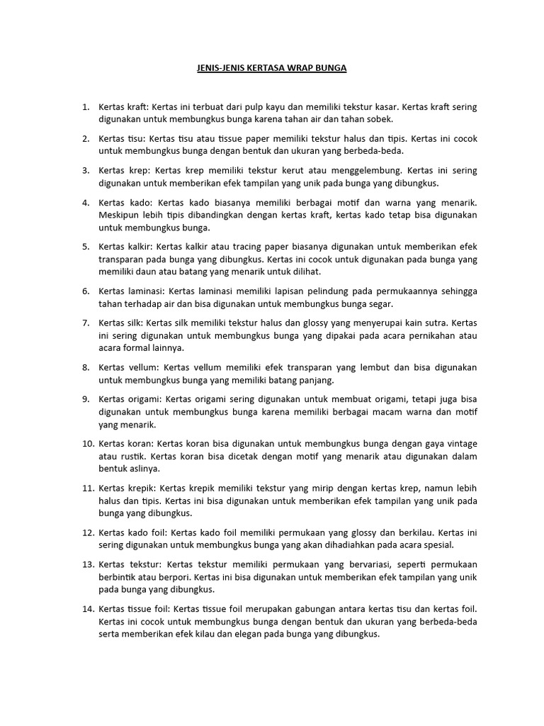 Jenis Kertas Wrap | PDF