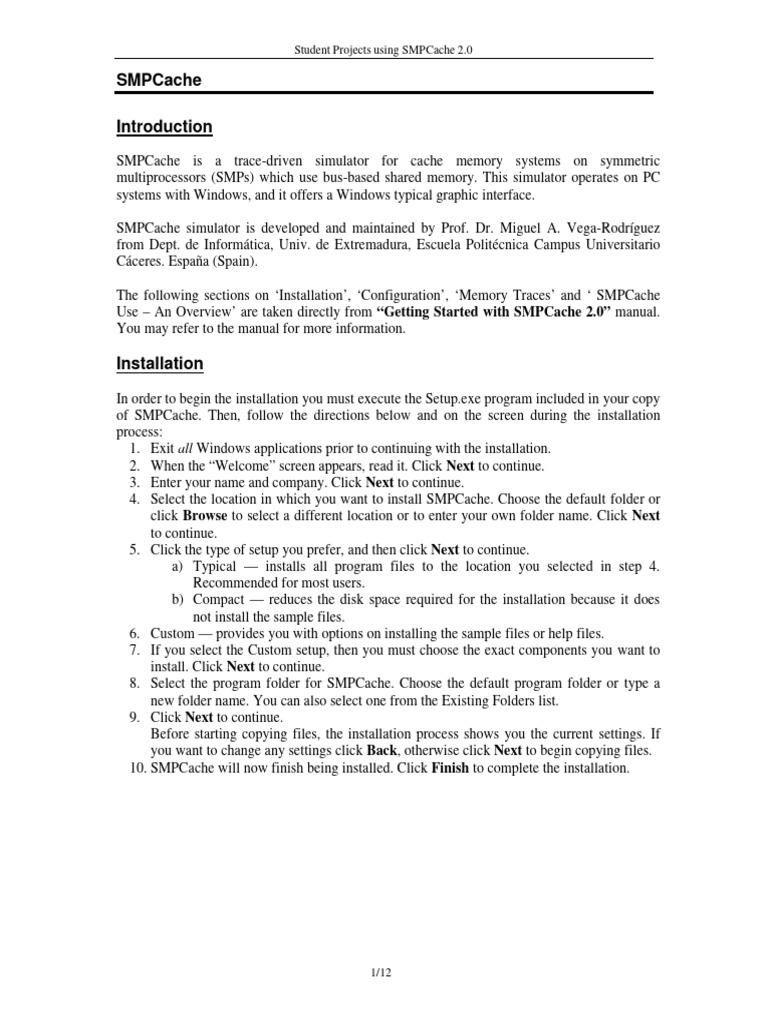 SMPCache Simulation Projects - UniProcessor | PDF | Cpu Cache | Central Processing Unit