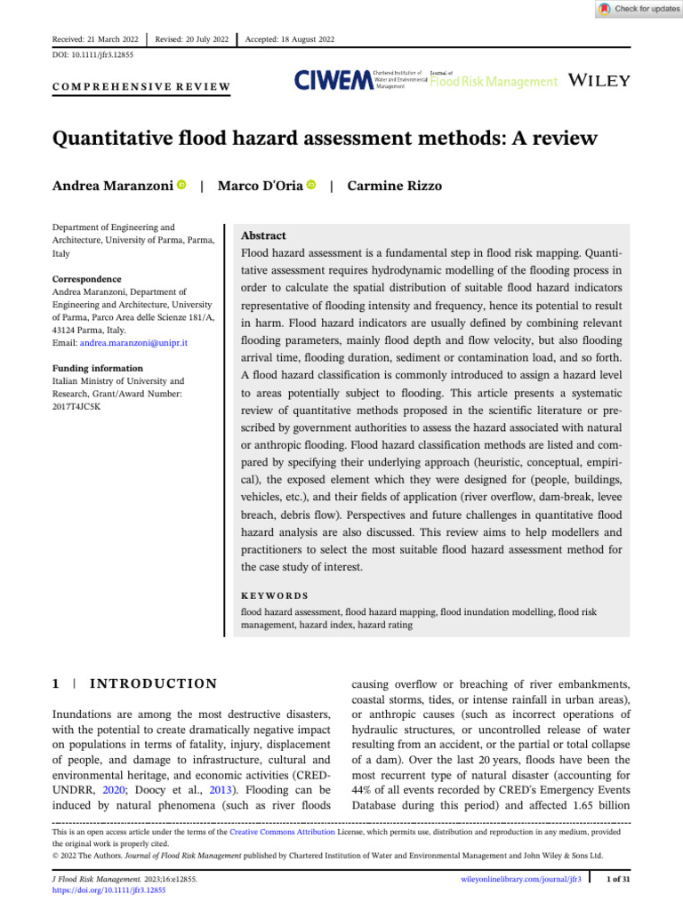 Quantitative Flood Hazard Assessment Methods | PDF