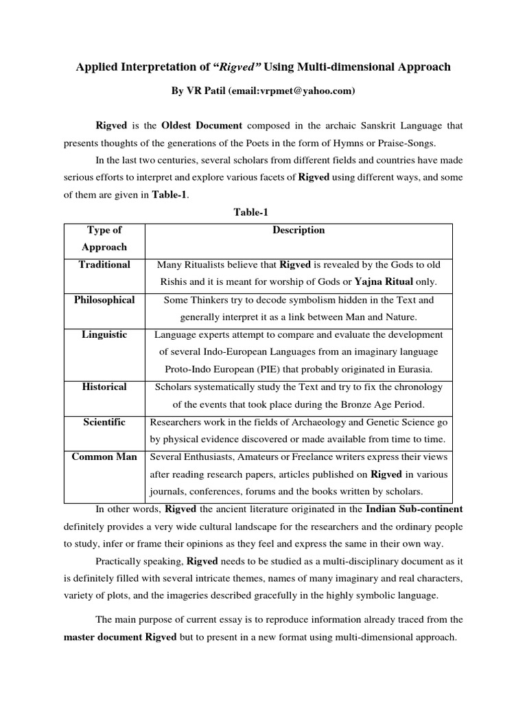 Applied Interpretation of "Rigved" Using Multi-Dimensional Approach ...