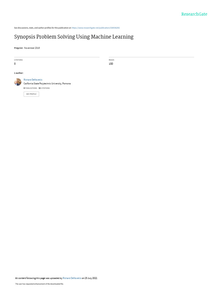 Synopsis Problem Solving 2 Machine Learning | PDF | Psychometrics | Intelligence
