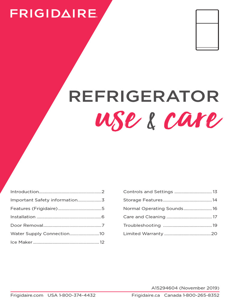 Frigidaire Refrigerator User Manual | PDF | Refrigerator | Pipe (Fluid ...
