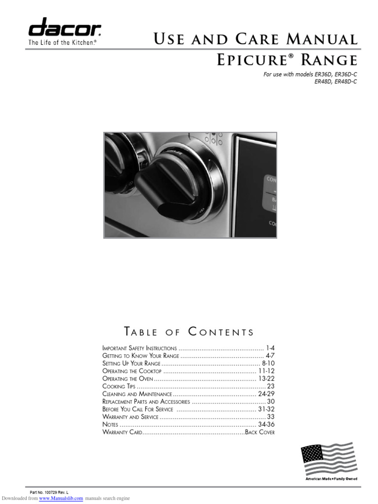 Dacor Epicure ER48D en | PDF