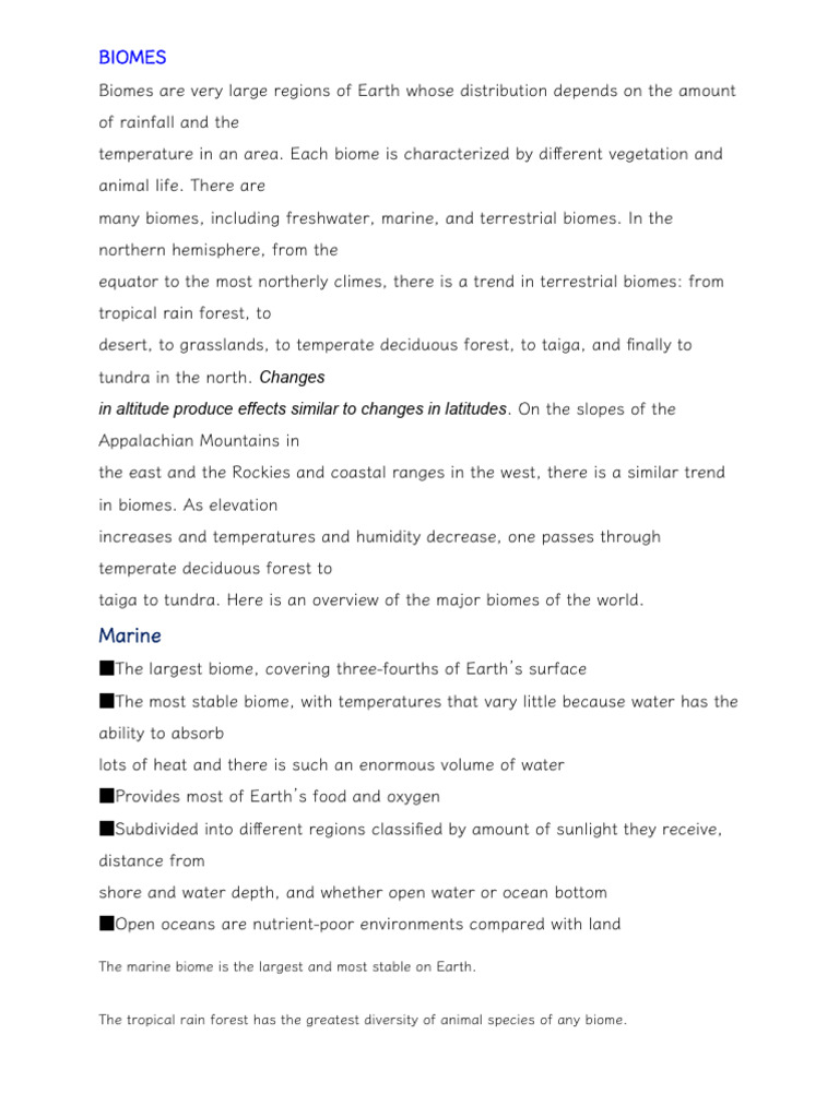 Biomes | PDF | Forests | Rain