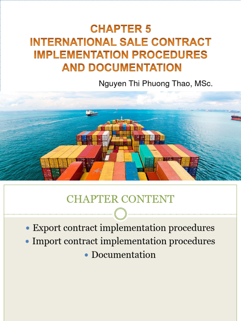 Chapter 5 -International Sale Contract Implementation Procedures & Documentation Ky 12324 ...