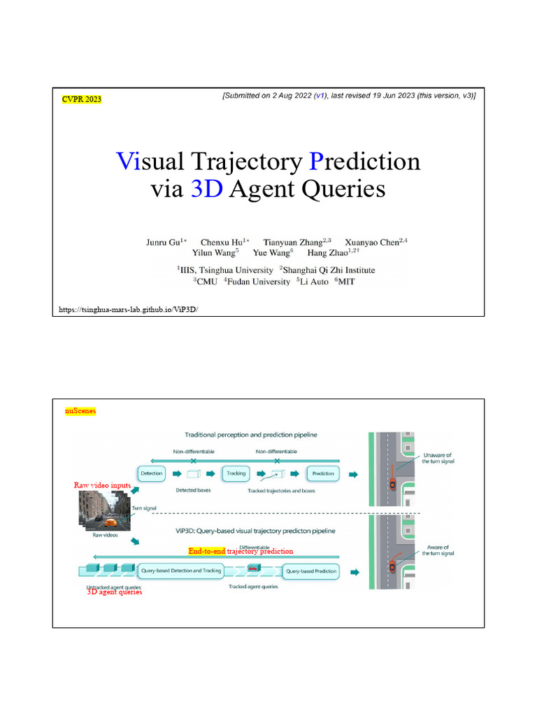Visual Trajectory Prediction Via 3D Agent Queries | PDF | Information | Prediction