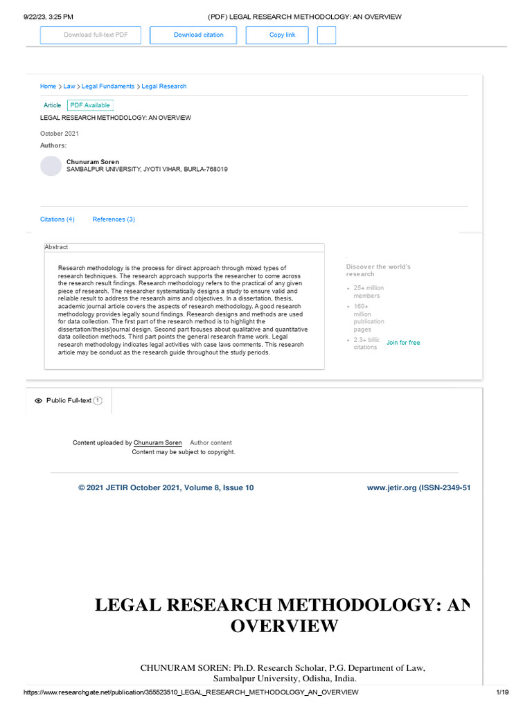 (PDF) Legal Research Methodology - An Overview | PDF