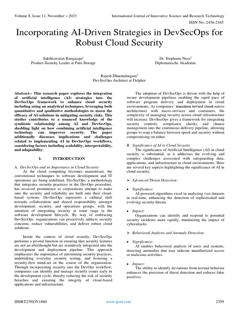 Incorporating AI-Driven Strategies in DevSecOps For Robust Cloud ...
