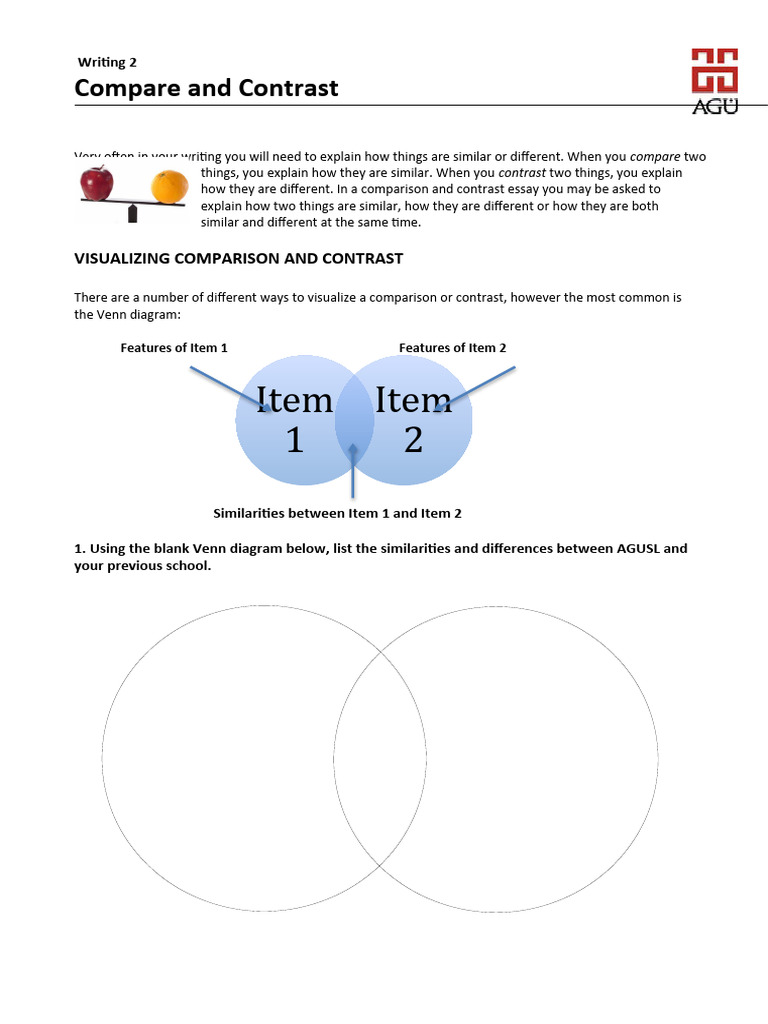 W2 - 101 - Compare Contrast - AK | PDF | Sentence (Linguistics) | Comma