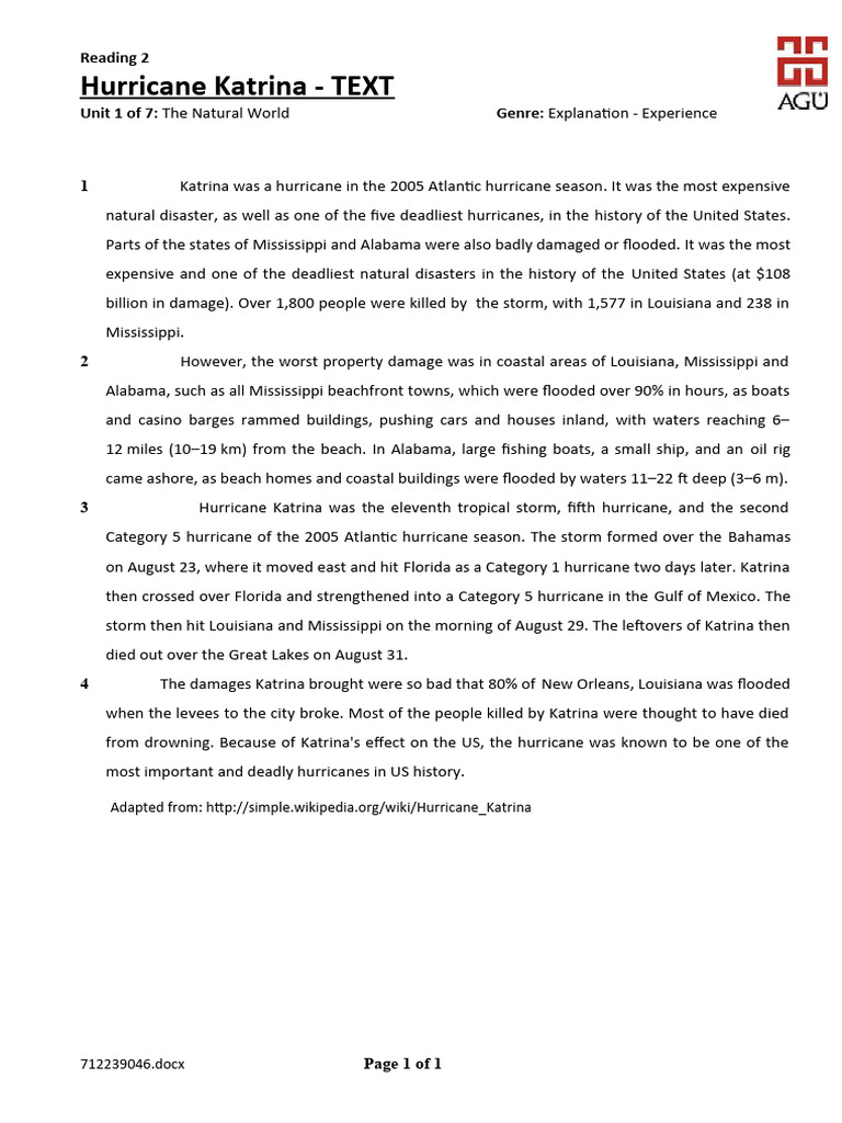 R2 101 Hurricane Katrina TEXT | PDF